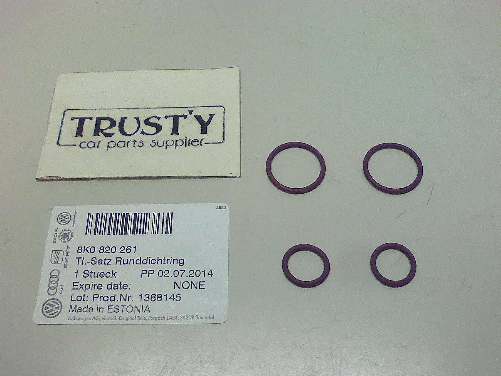 VW/AUDI ACオーリングセット 純正 8K0820261 - (トラスティ) TRUSTY BENZ BMW VW 登録番号 ...